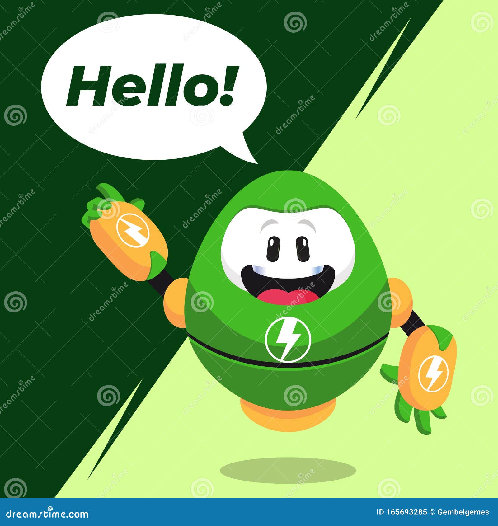 Electric Robot Mascot Say Hello Expression Stock Vector - Illustration ...