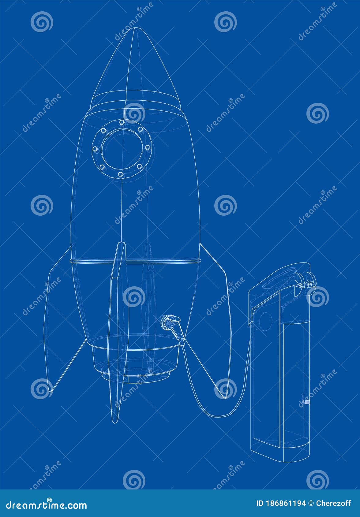 Electric Rocket Charging Station Sketch. Vector Stock Vector ...
