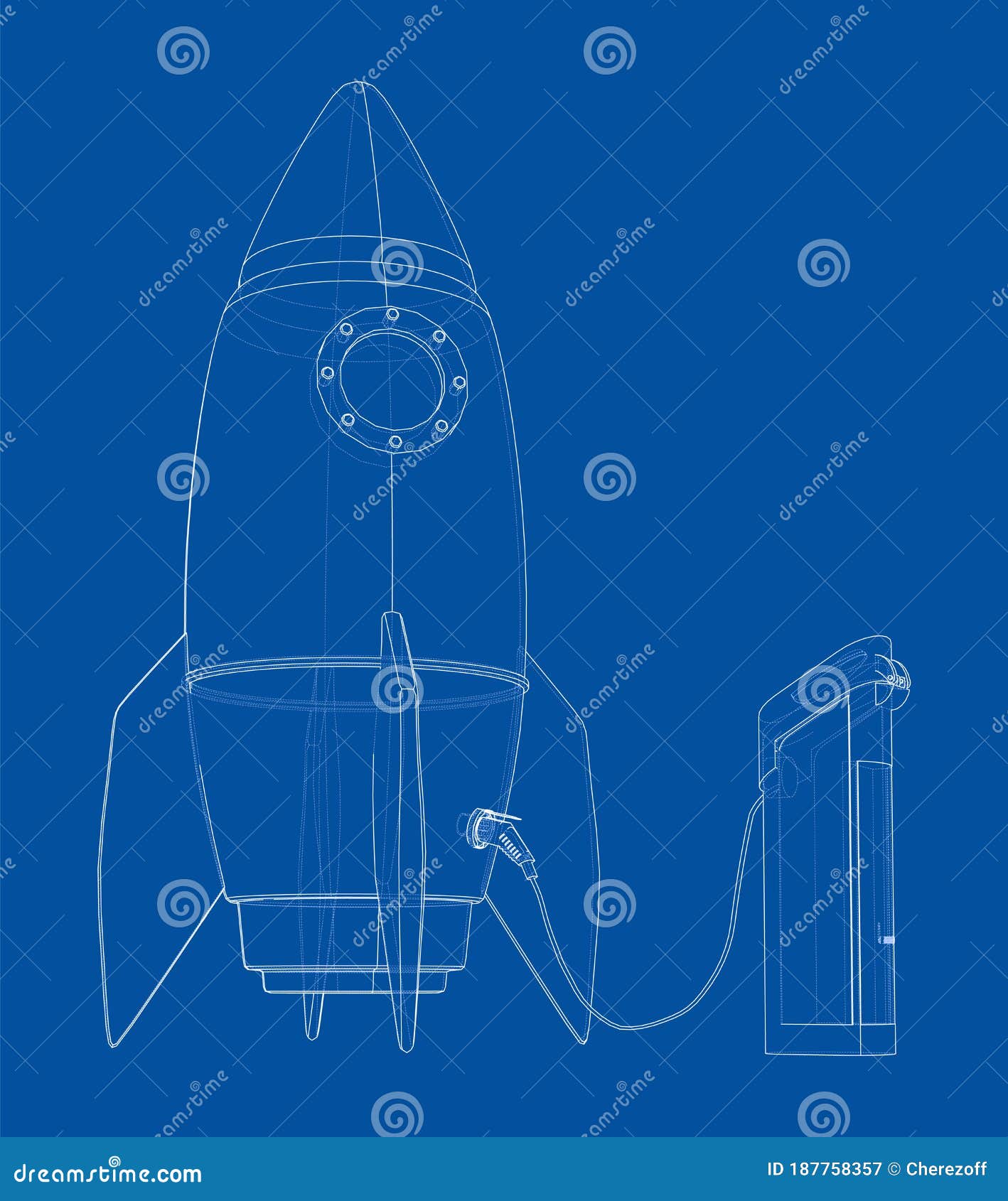 Electric Rocket Charging Station Sketch. Vector Stock Vector ...