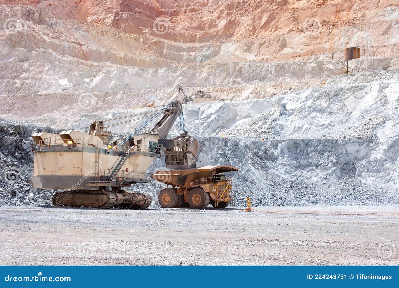 Electric Rope Shovel Loading a Dump Truck Stock Image - Image of open ...