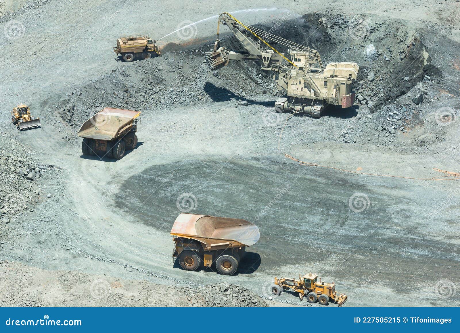 Electric Rope Shovel Loading a Dump Trucks Stock Image - Image of huge ...