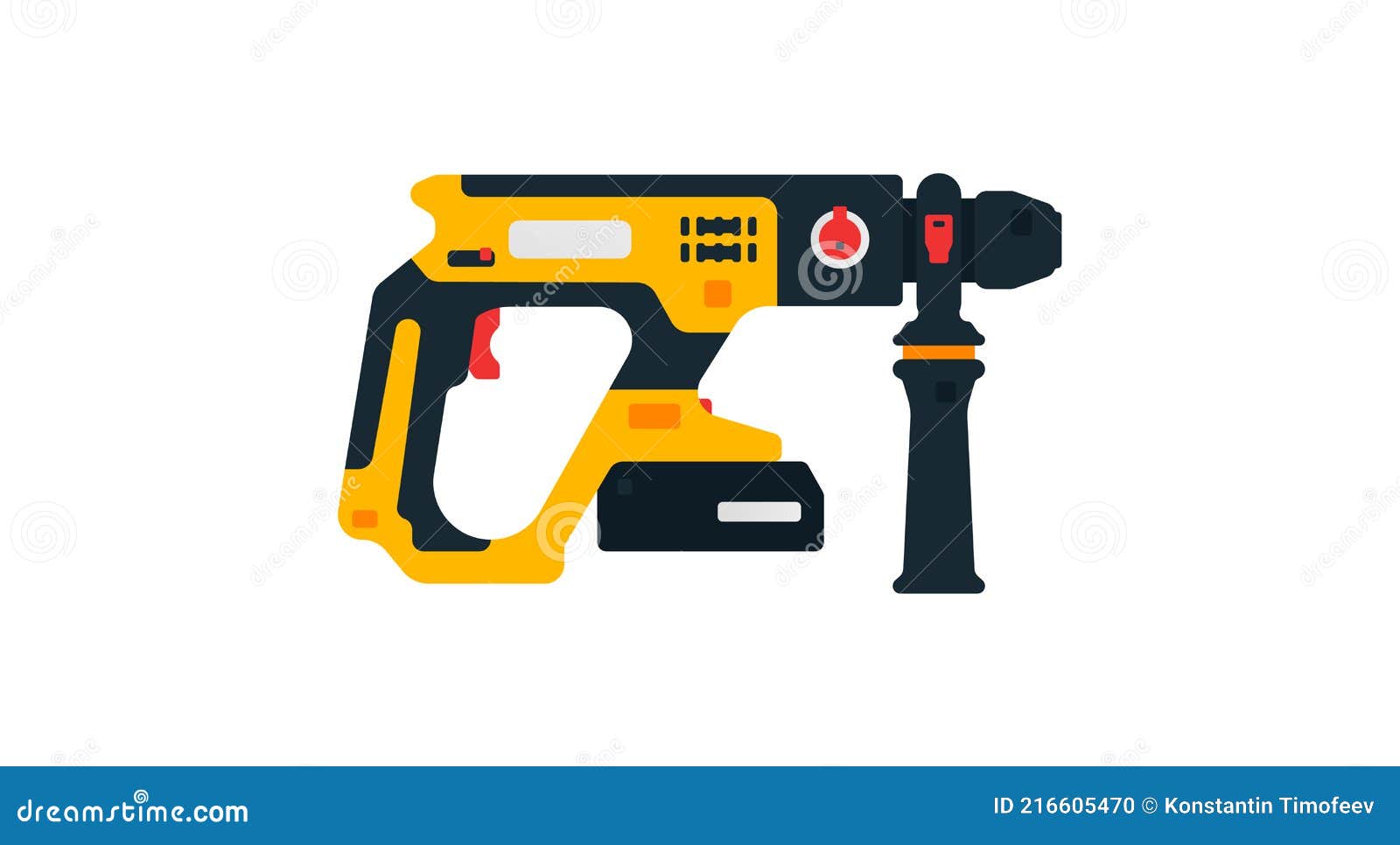 Electric Rotary Hammer Drill Side View. Power Tools for Home ...