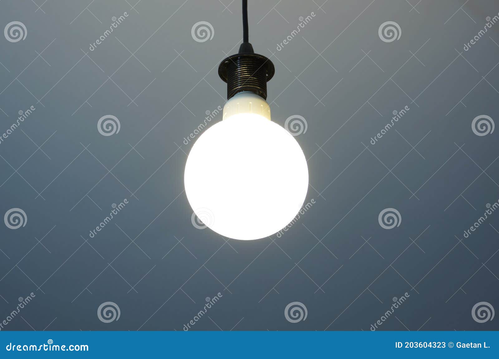 Electric Round Light Bulb Lit on Stock Image - Image of electricity ...