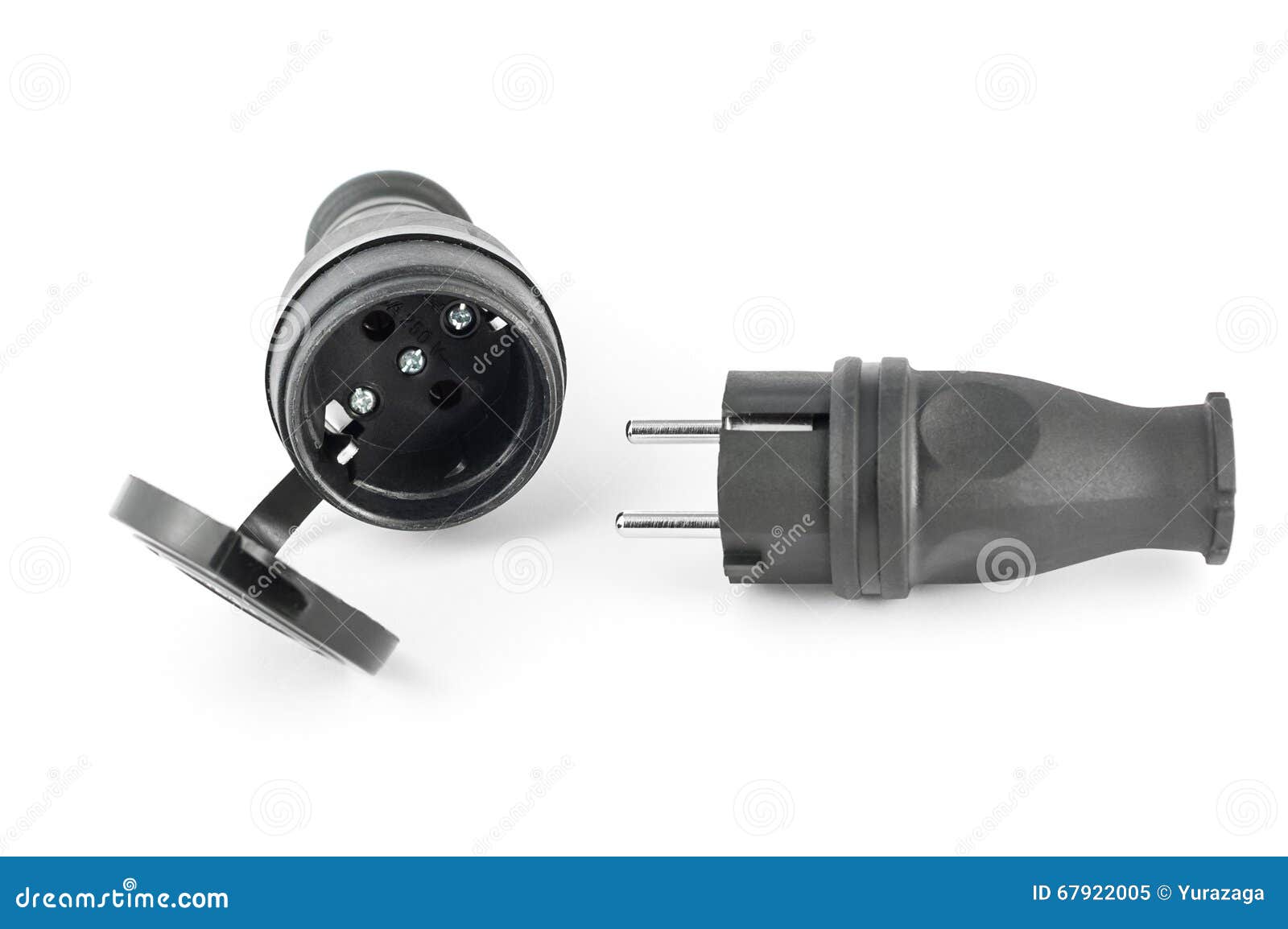 Electric Rubber Plug with Socket Stock Image - Image of current ...