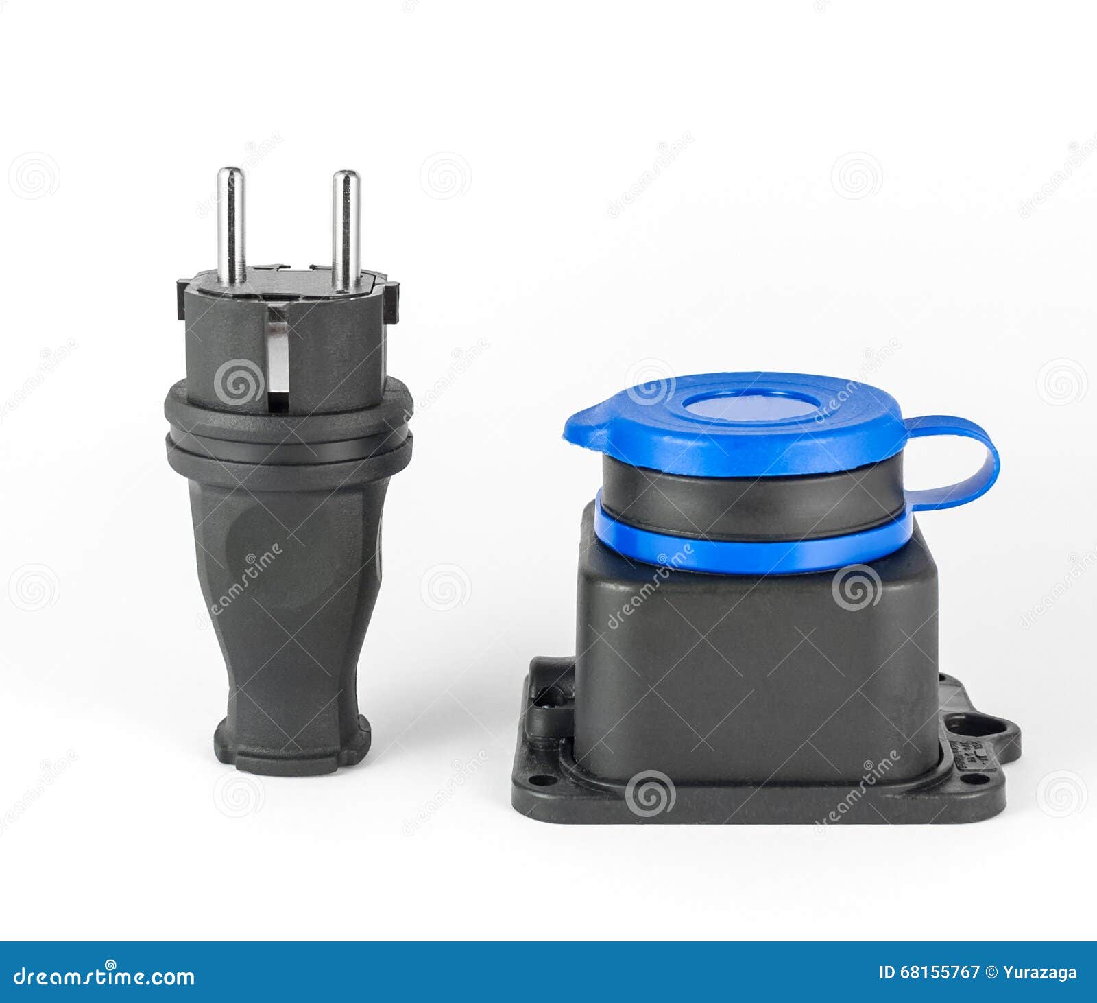 Electric Rubber Plug with Socket Stock Image - Image of electrician ...