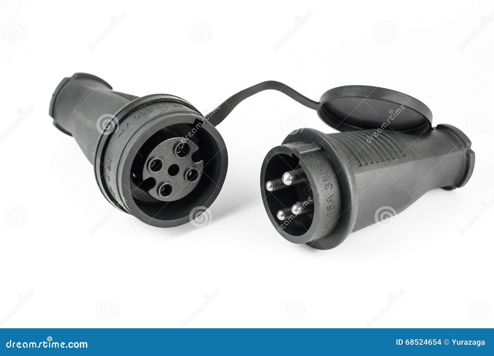 Electric Rubber Power Plug with Socket Stock Photo - Image of rubber ...