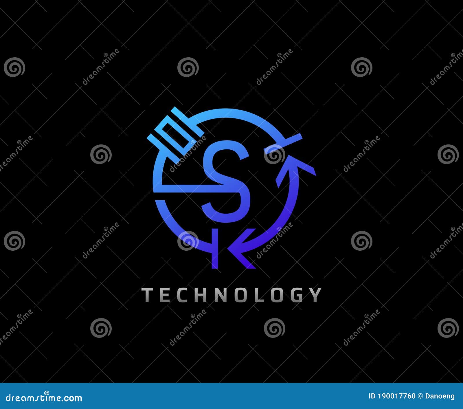 Electric S Letter Icon Design with Circle Shape and Electrical ...