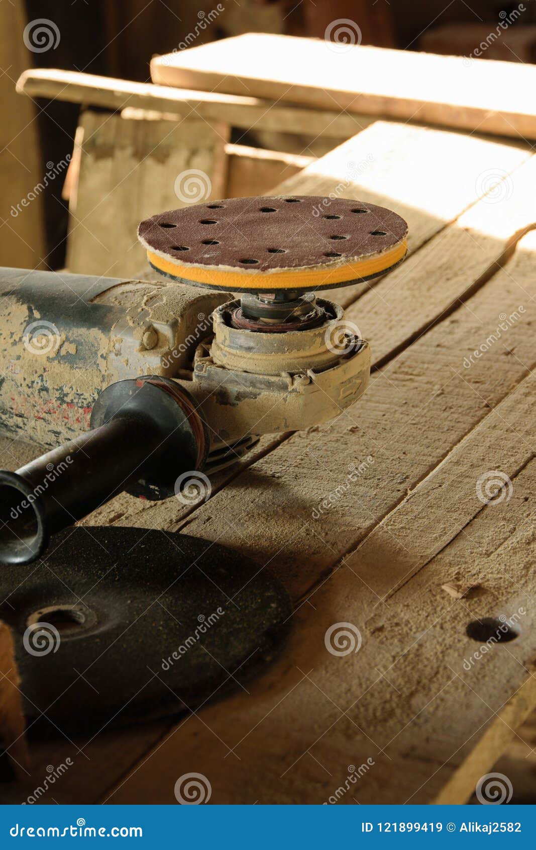 Electric Sander in the Workshop Stock Image - Image of material, close ...