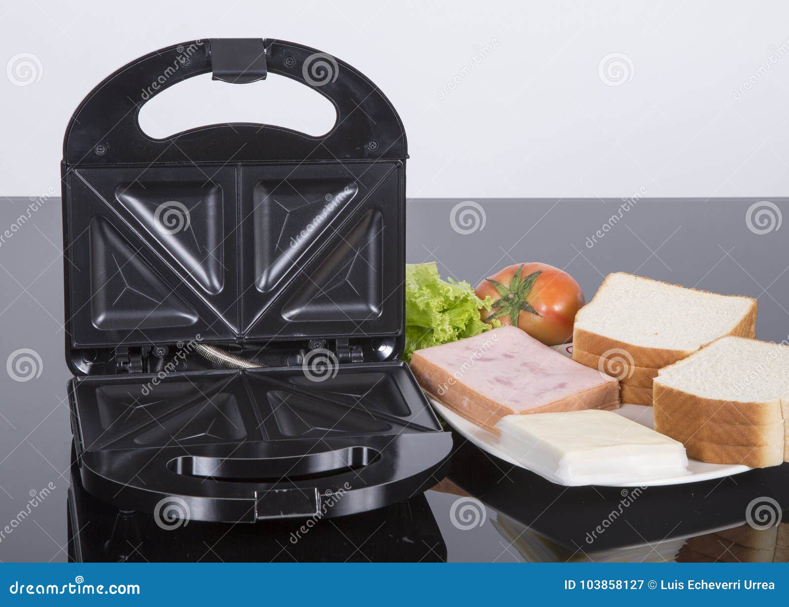 Open Sandwich Toaster with Ingredients in a Kitchen Setting Stock Image ...
