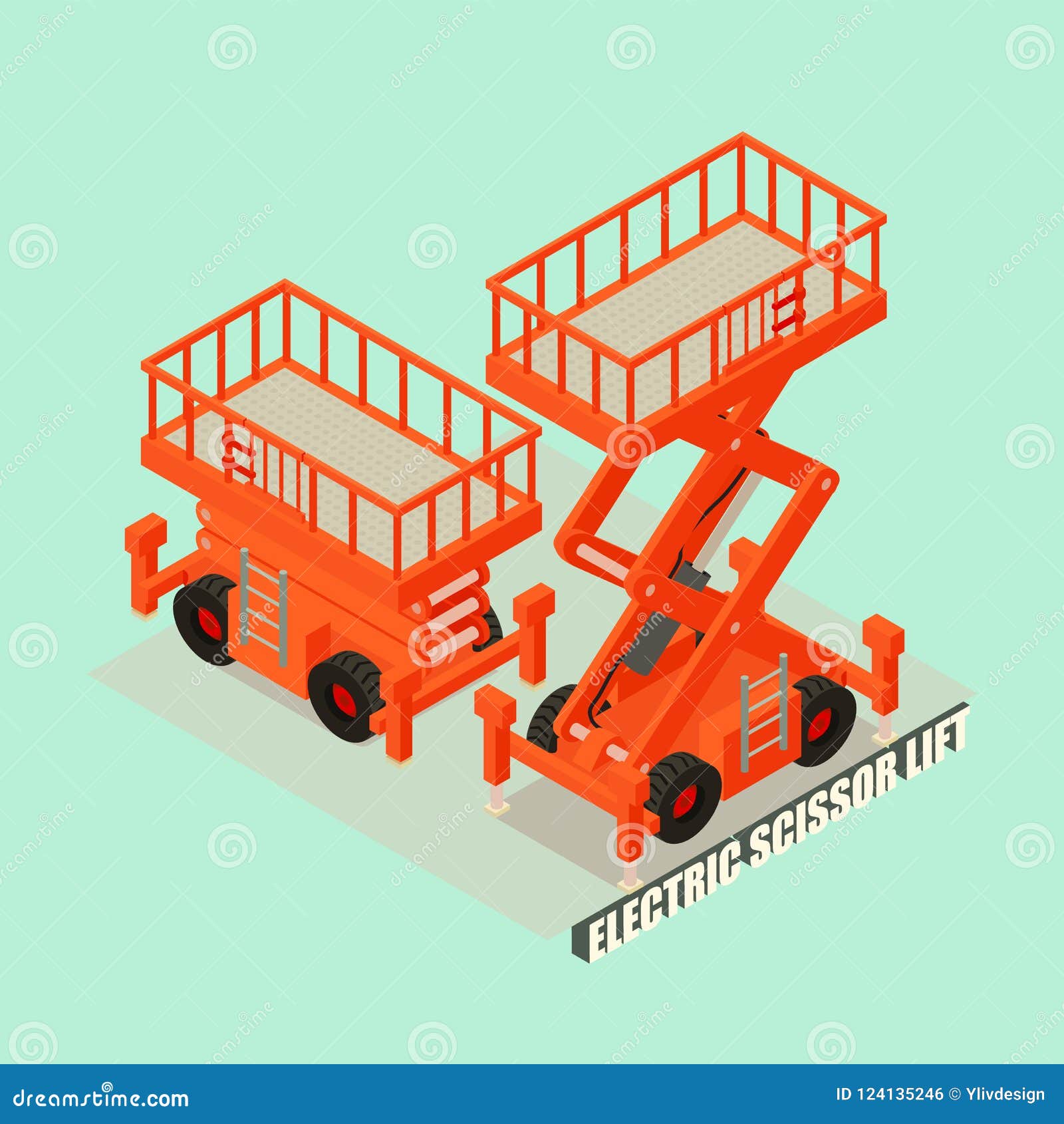 Electric Scissor Lift Concept Background, Isometric Style Stock Vector ... Electric Scissor Lift Concept Background, Isometric Style Stock Vector ...
