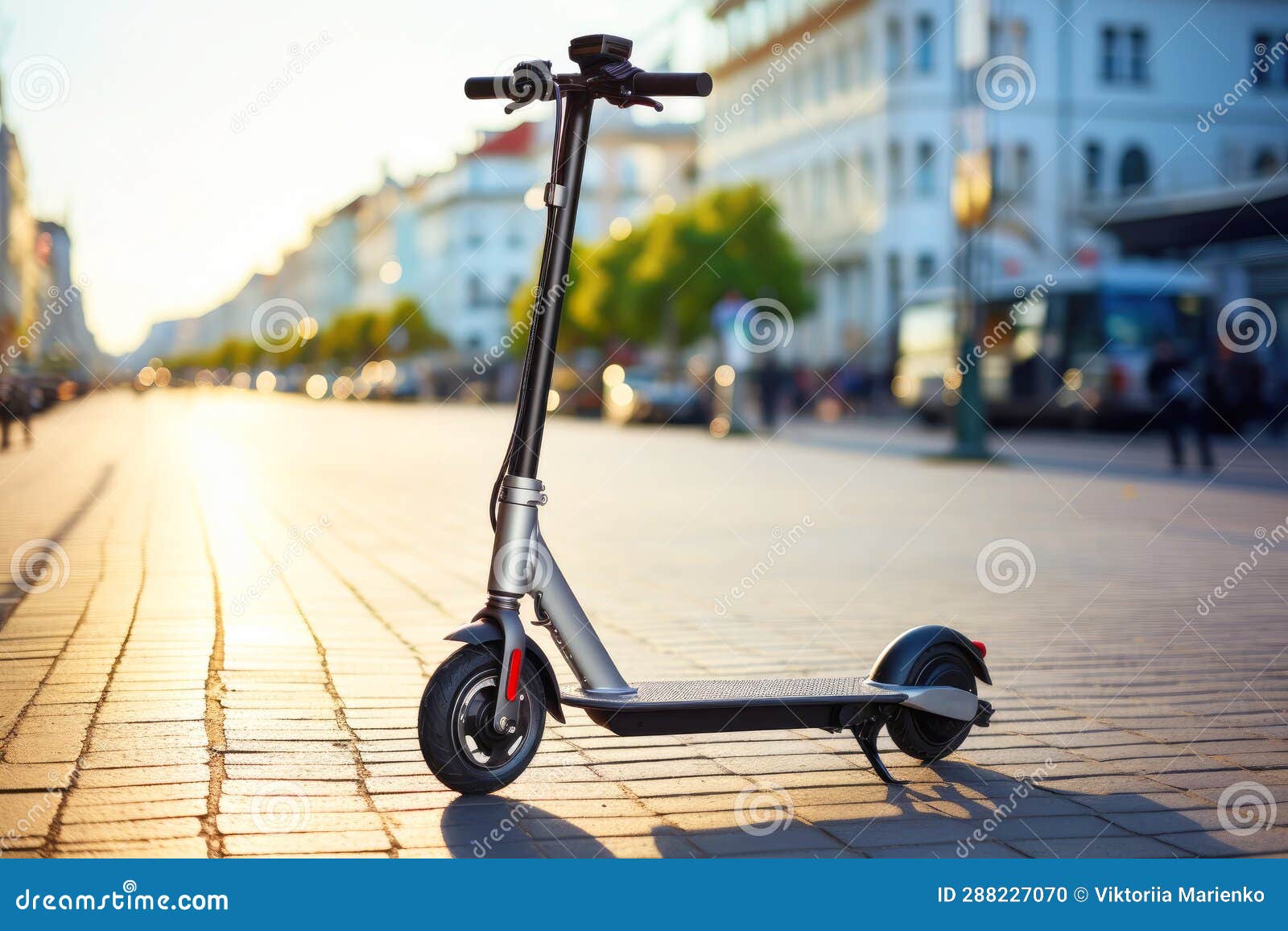 Electric Scooter Against the Backdrop of the Cityscape Stock ...