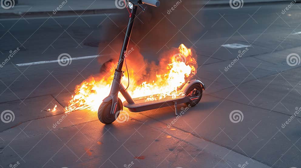 Electric Scooter Battery Burning Stock Image - Image of battery ...
