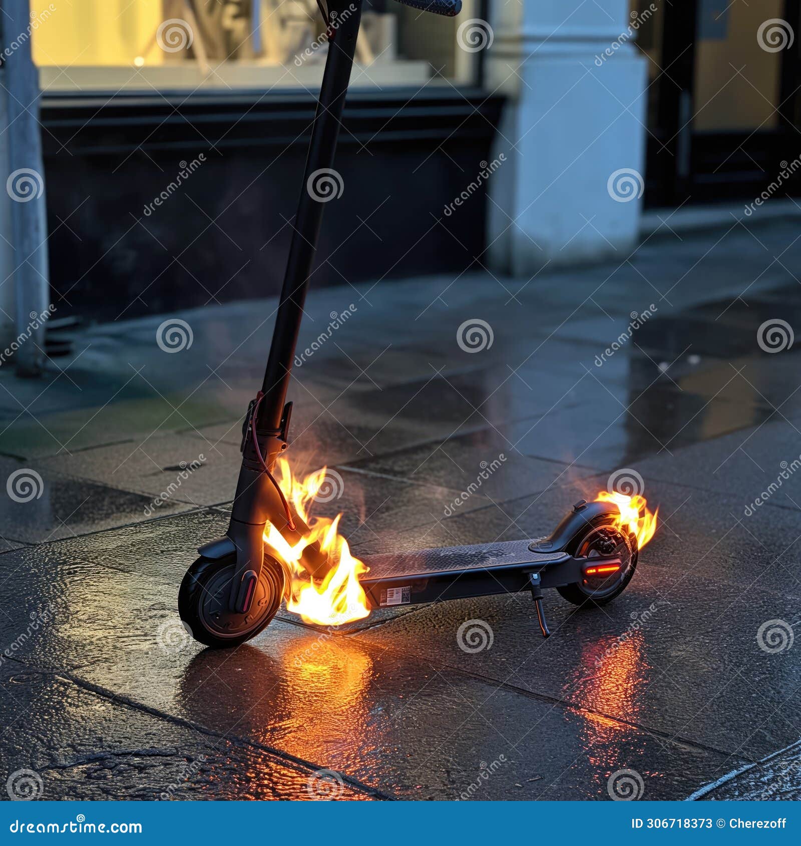 Electric Scooter Battery Burning Stock Image - Image of burn, biker ...