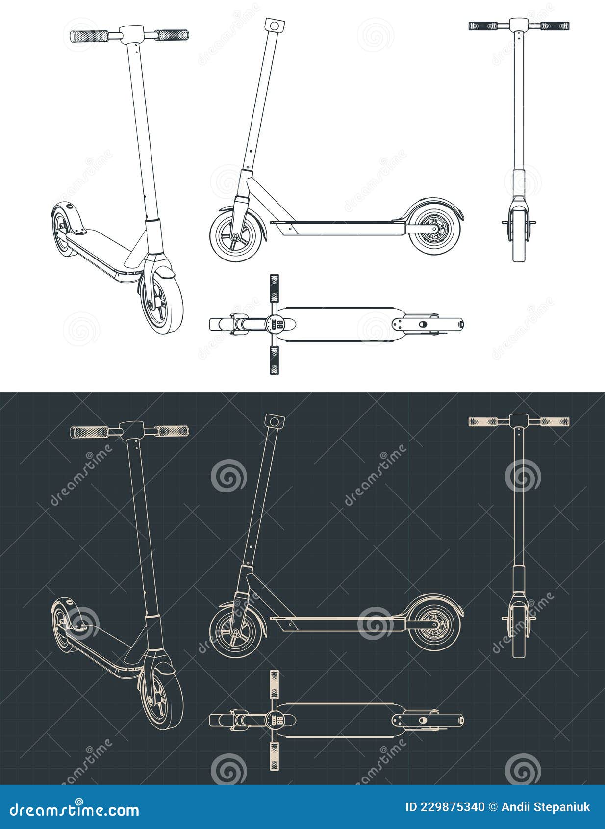 Electric Scooter Blueprints Stock Vector - Illustration of electronic ...