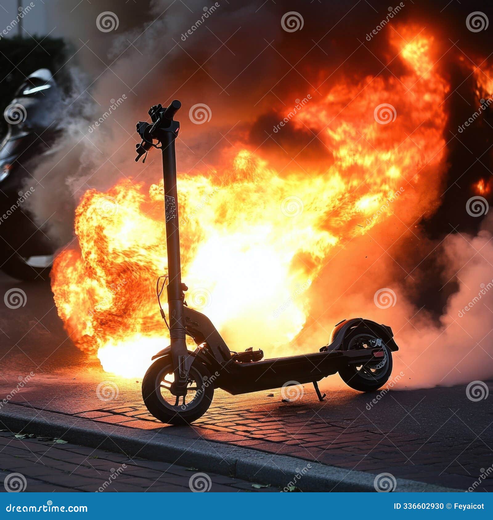 Electric Scooter is on Fire. Stock Illustration - Illustration of ...
