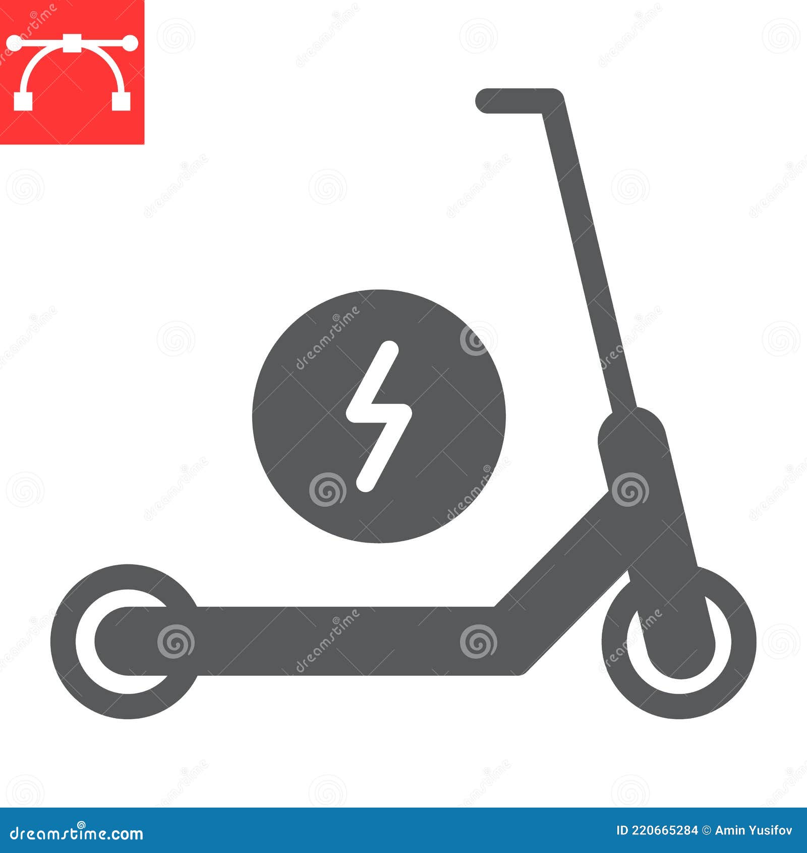 Electric Scooter Glyph Icon Stock Vector - Illustration of push, child ...