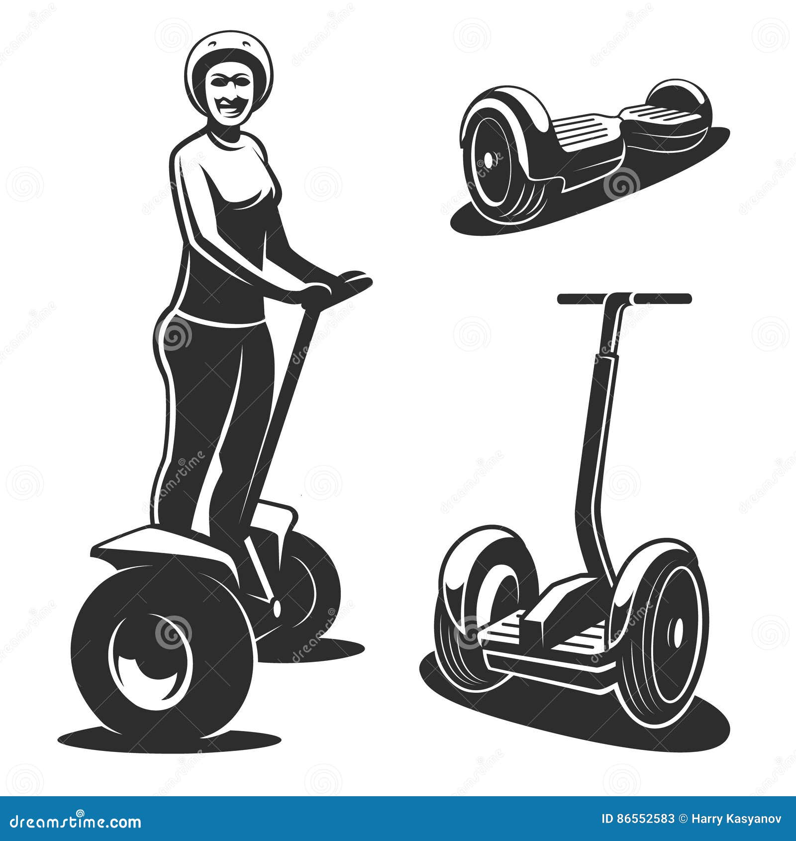 Electric Scooter Logo Elements Cartoon Vector | CartoonDealer.com #86552583
