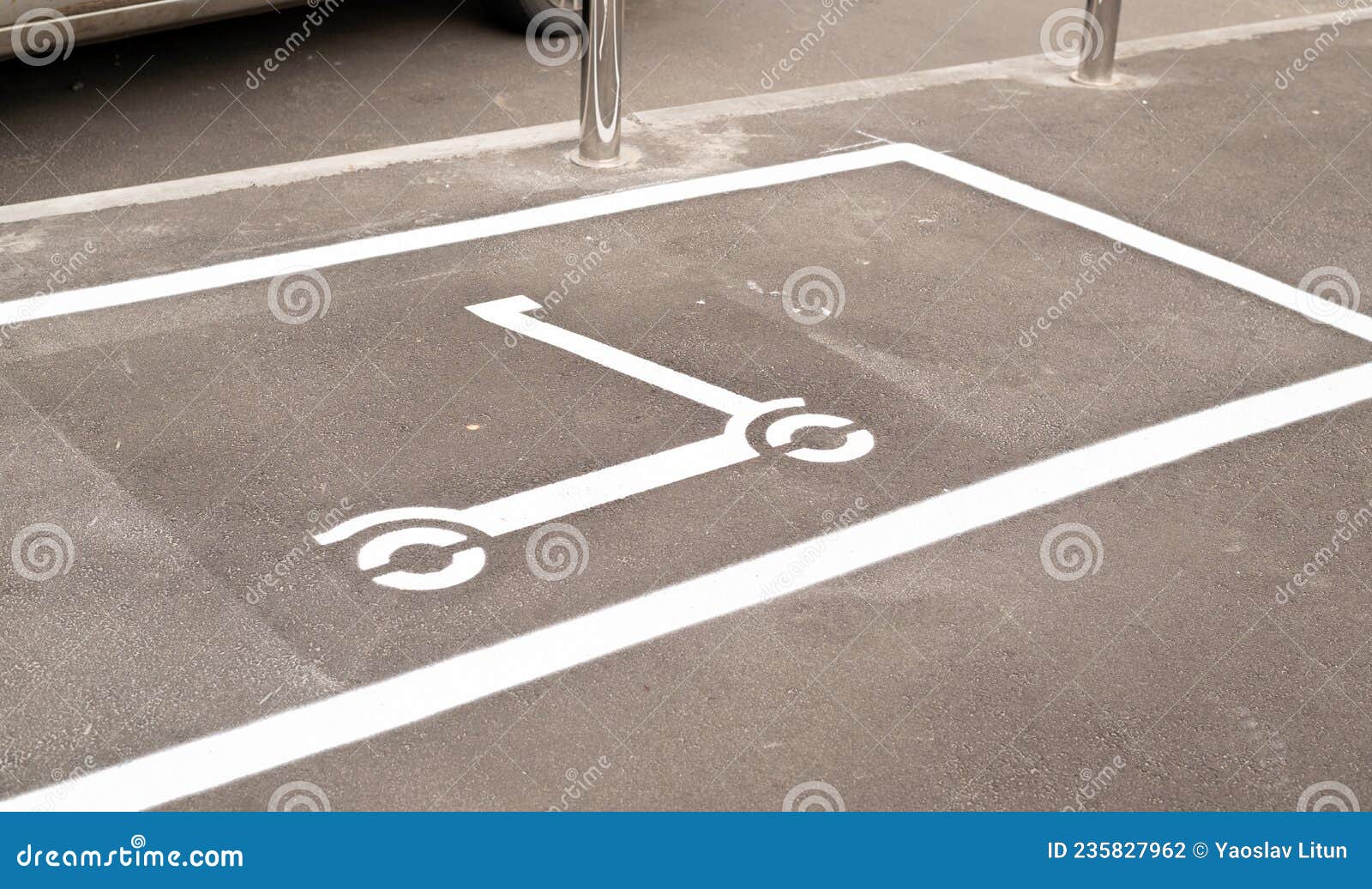 Electric Scooter Parking Place. Marking on Asphalt Stock Photo - Image ...