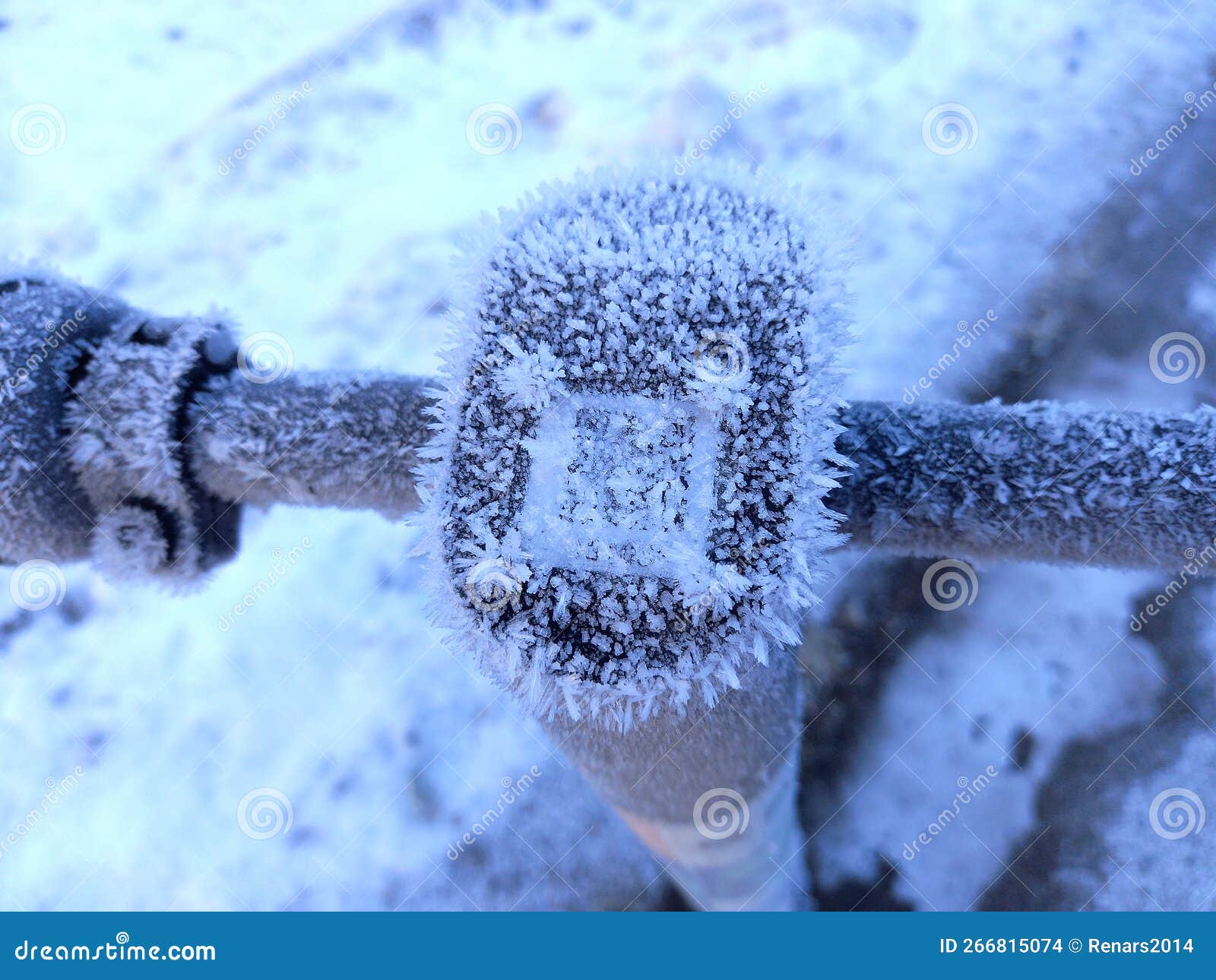 Electric Scooter QR Code Validating on Freezing Day Covered with Ice ...
