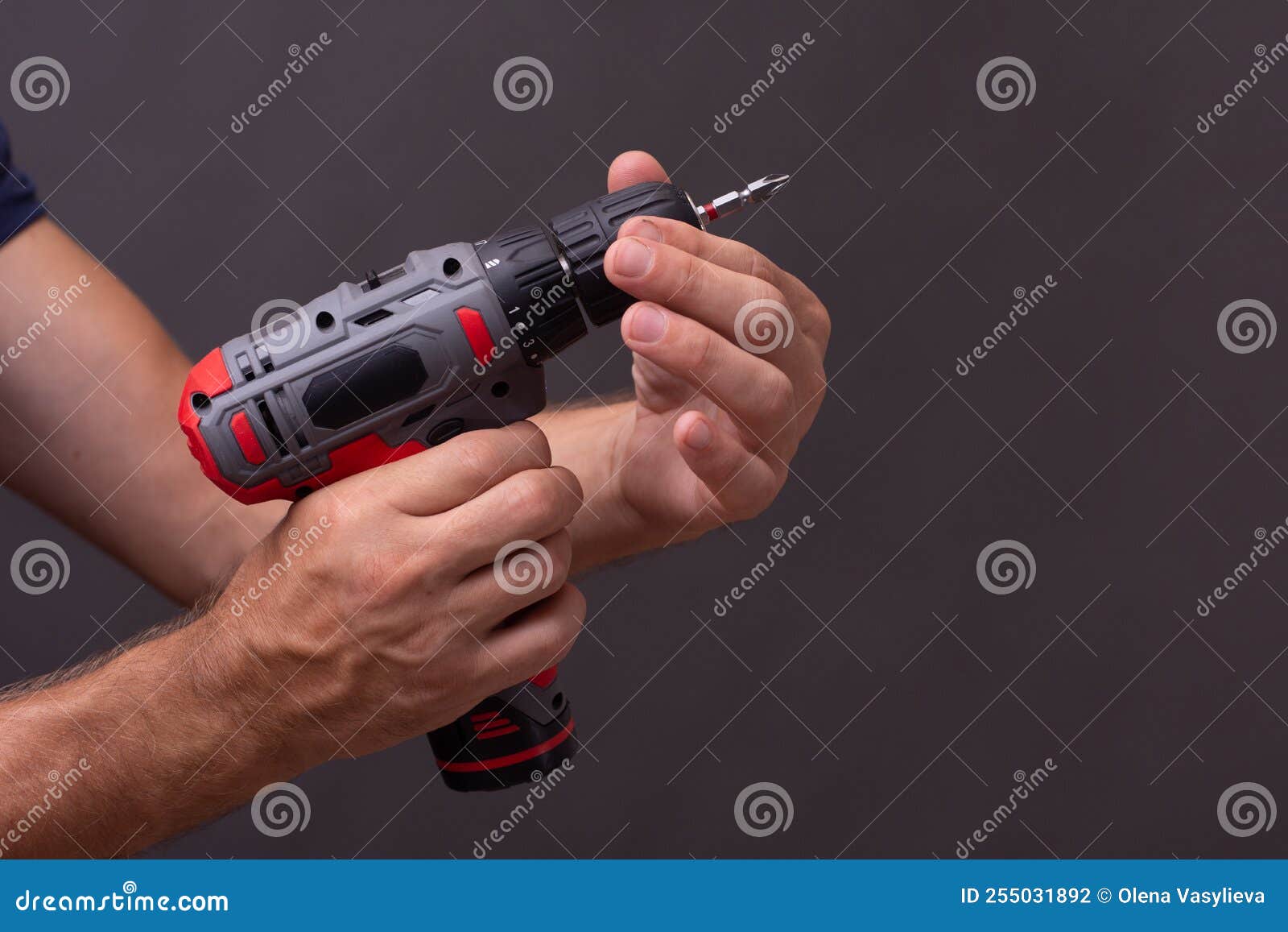 Electric Screwdriver in Men S Hands Stock Photo - Image of hand ...