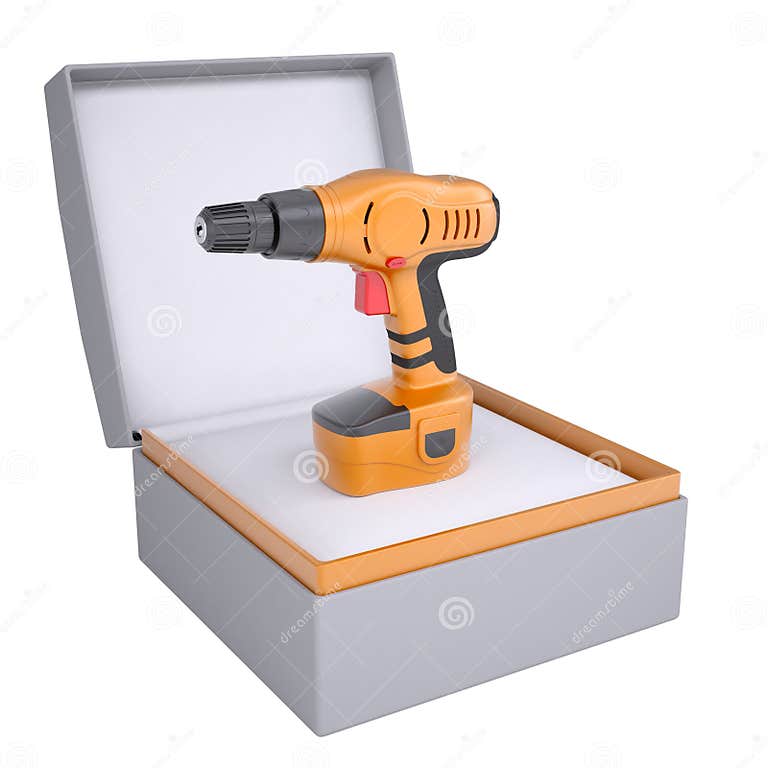 Electric Screwdriver in Open Gift Box Stock Illustration - Illustration ...