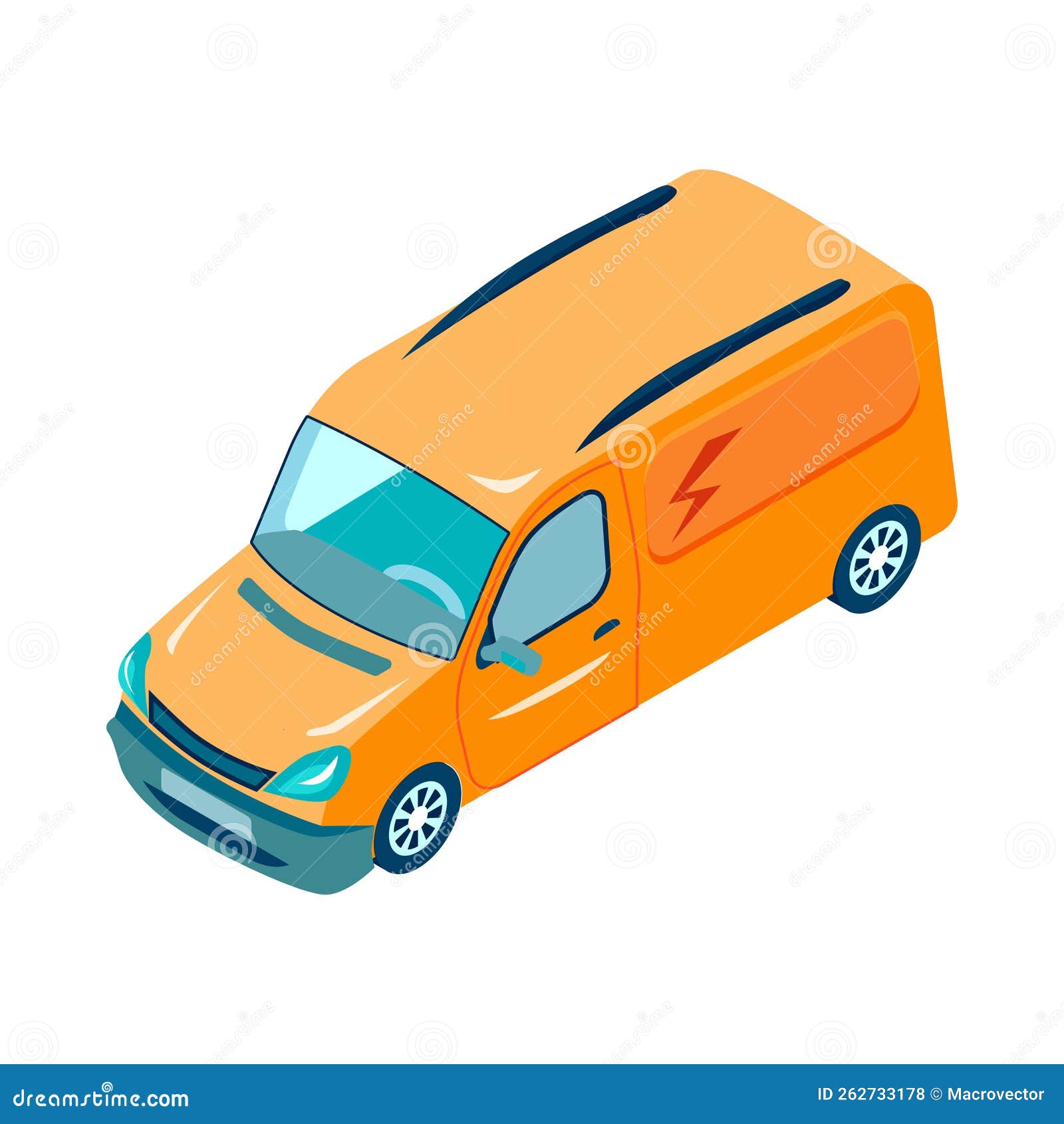 Electric Service Van Composition Stock Illustration - Illustration of ...