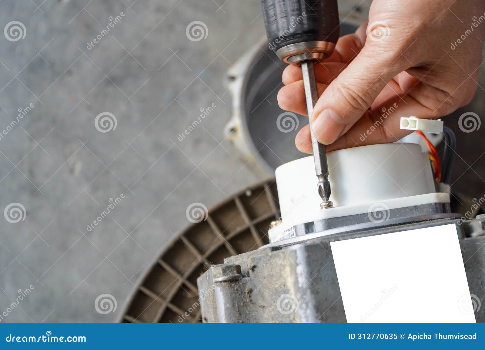 Electric Servo Motor,Repairman Using Cordless Screwdriver Removing ...