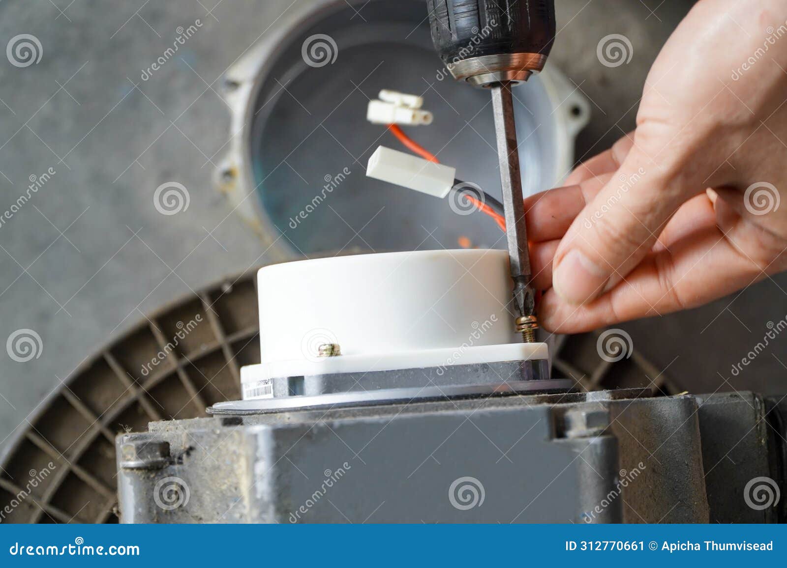 Electric Servo Motor,Repairman Using Cordless Screwdriver Removing ...