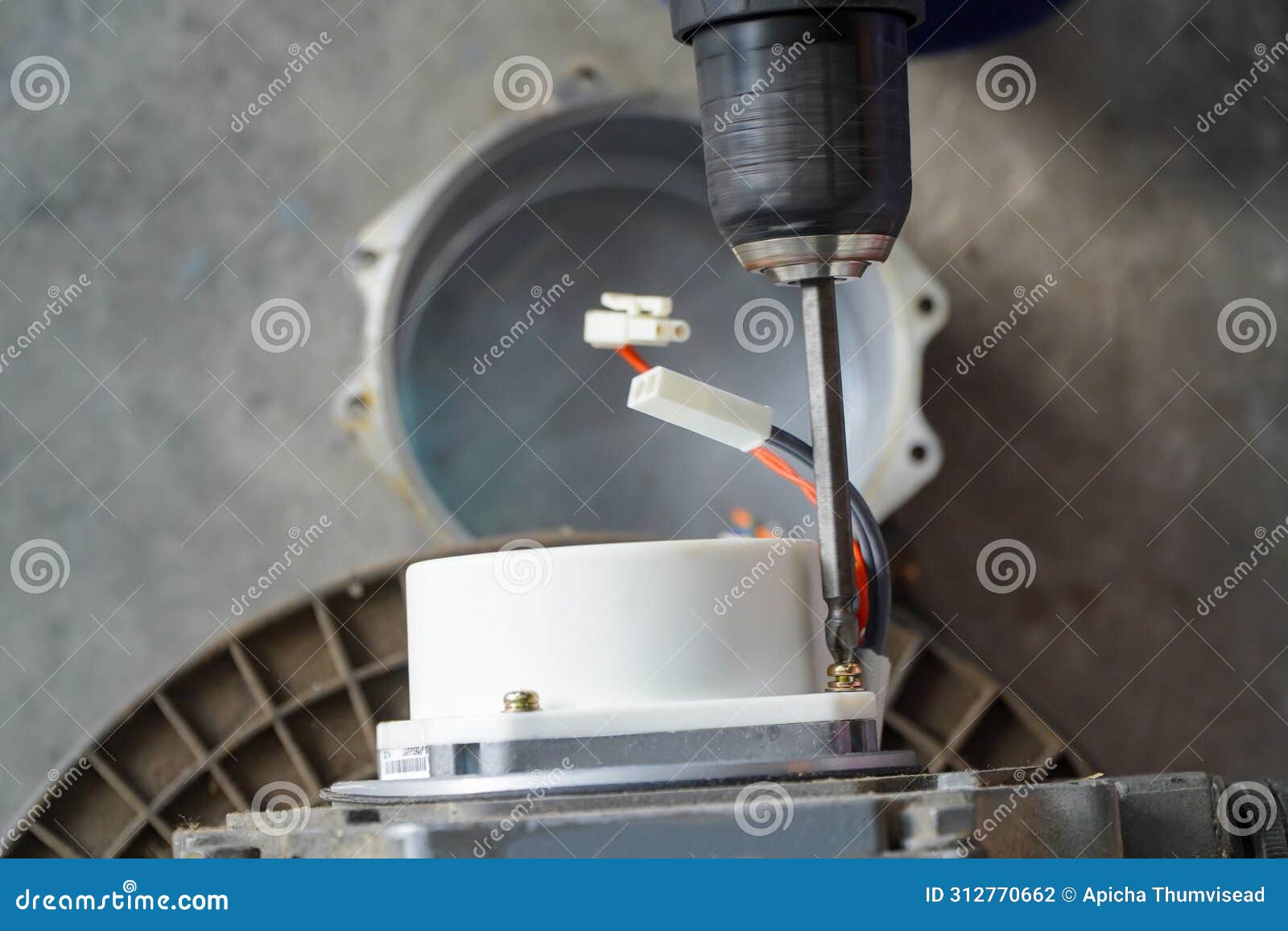 Electric Servo Motor,Repairman Using Cordless Screwdriver Removing ...
