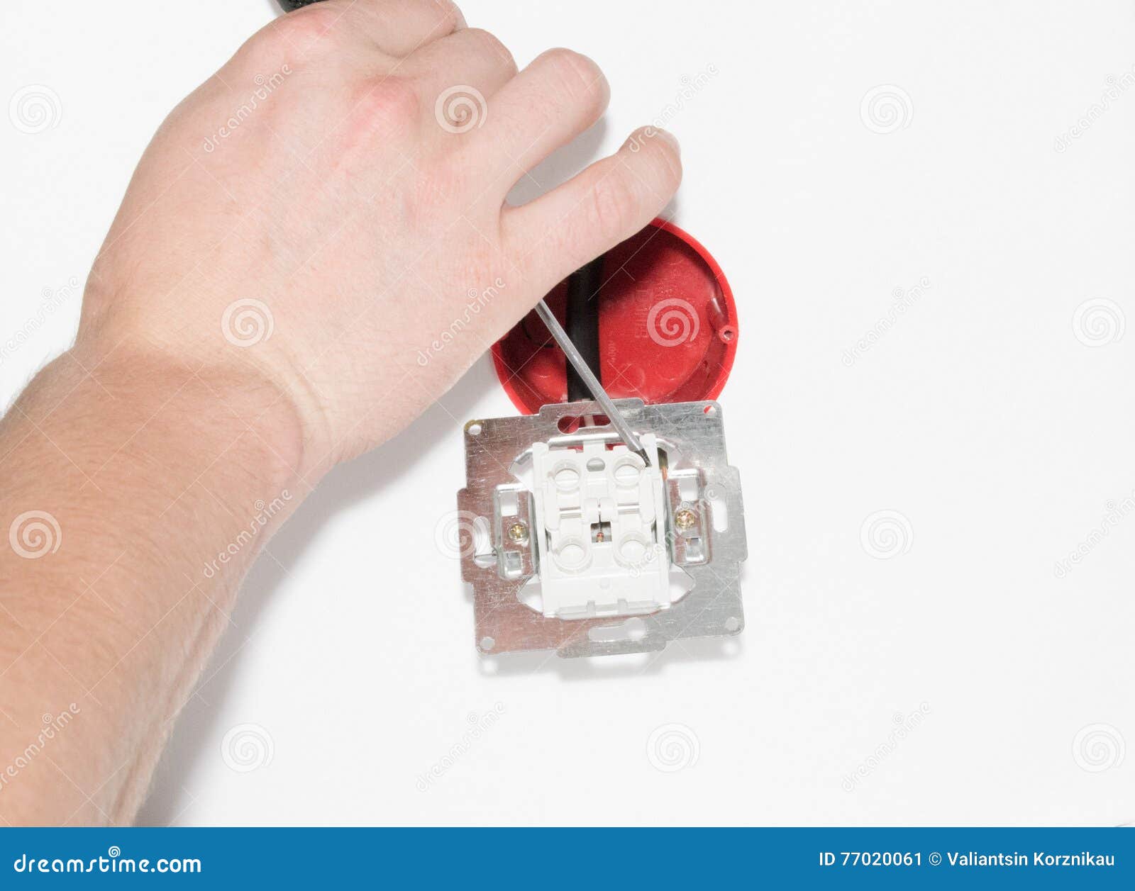 Electric Sets the Switch on a White Wall Stock Image - Image of install ...