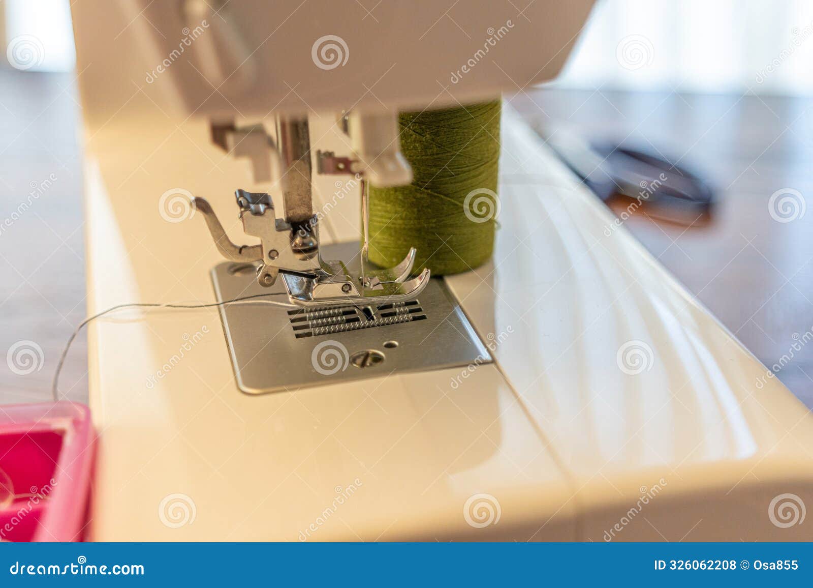Electric Sewing Machine Needle with Spools of Thread Stock Photo ...