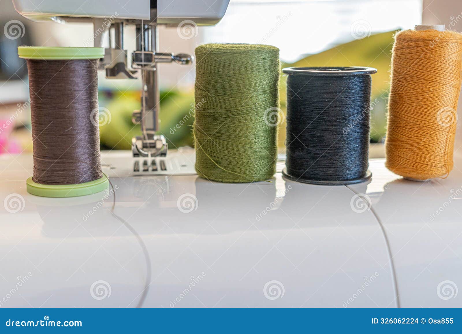 Electric Sewing Machine Needle with Spools of Thread Stock Photo ...