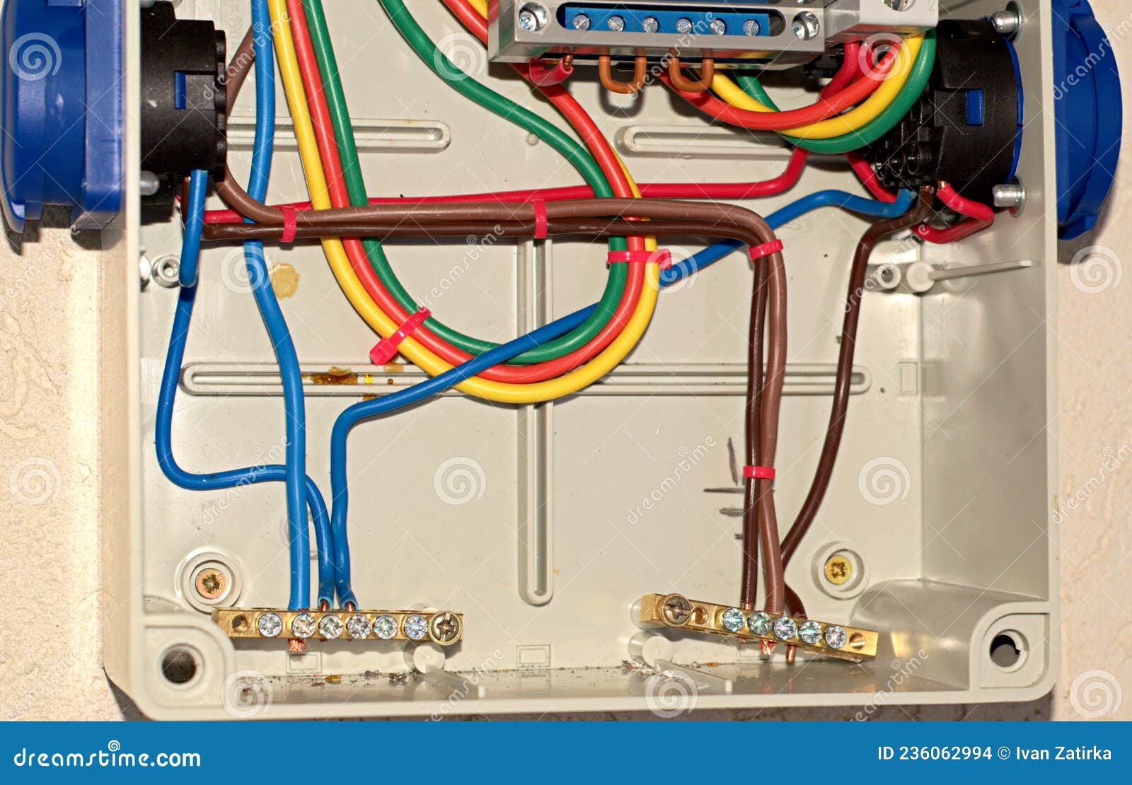 Electric Shield and Copper Cable for Power Connection. Stock Photo ...