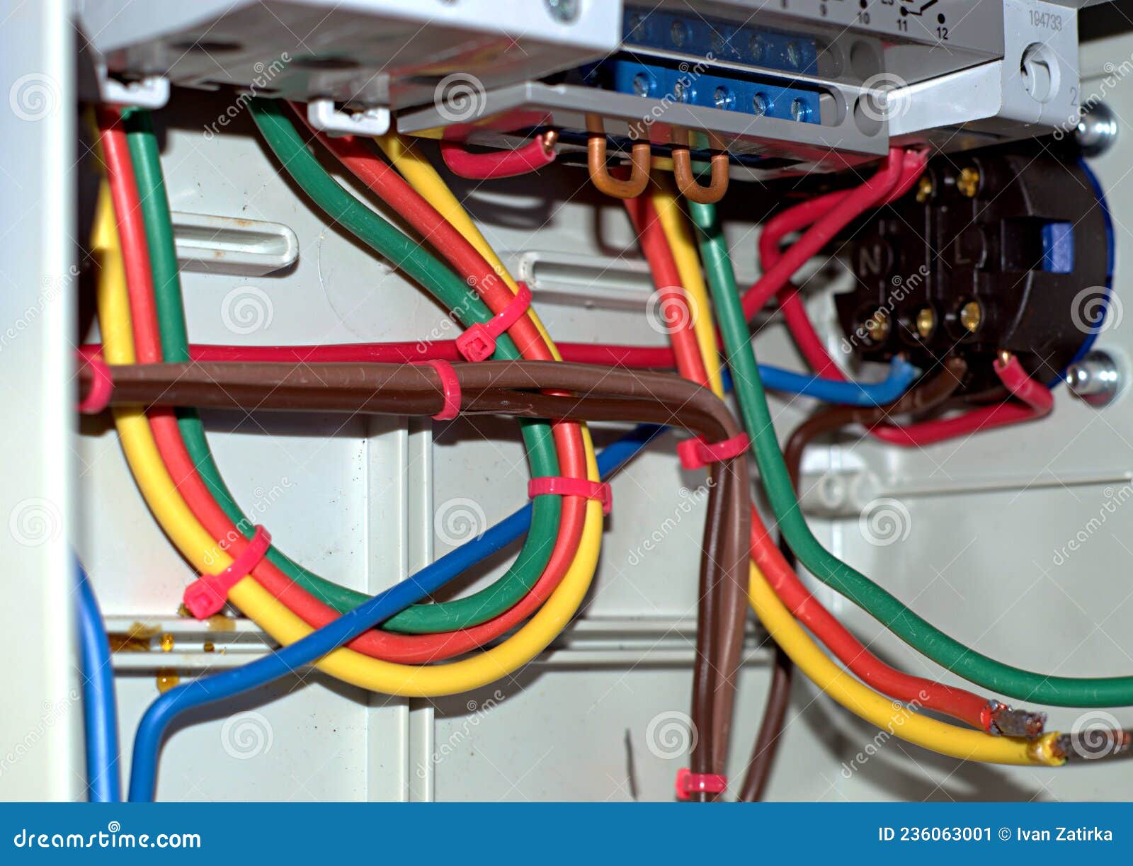 Electric Shield and Copper Cable for Power Connection. Stock Image ...