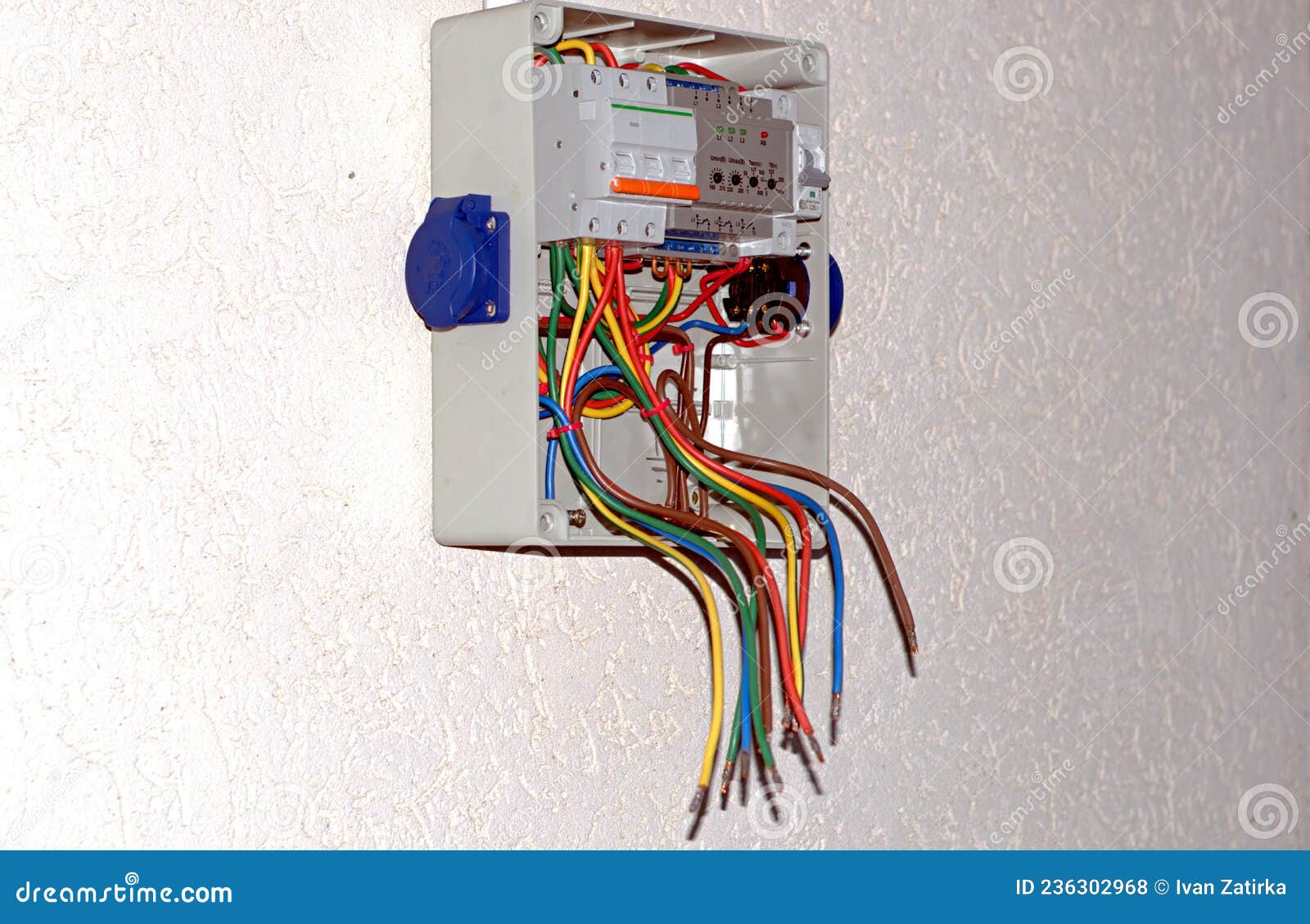 Electric Shield and Copper Cable for Power Connection. Stock Photo ...