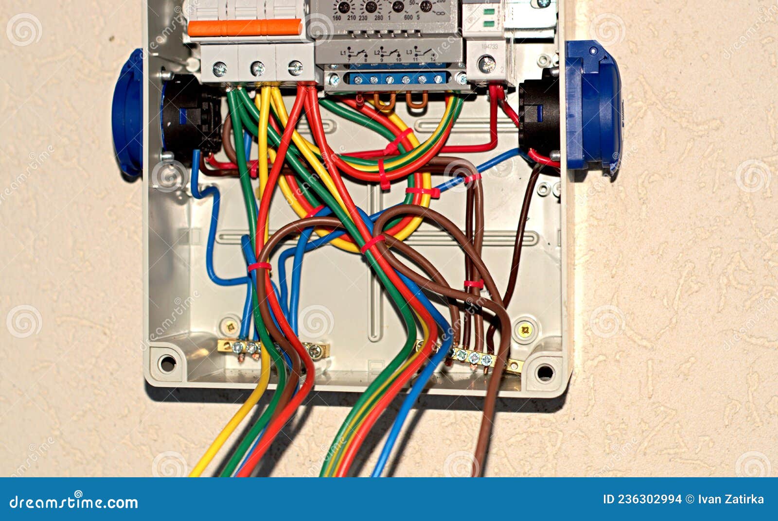 Electric Shield and Copper Cable for Power Connection. Stock Photo ...