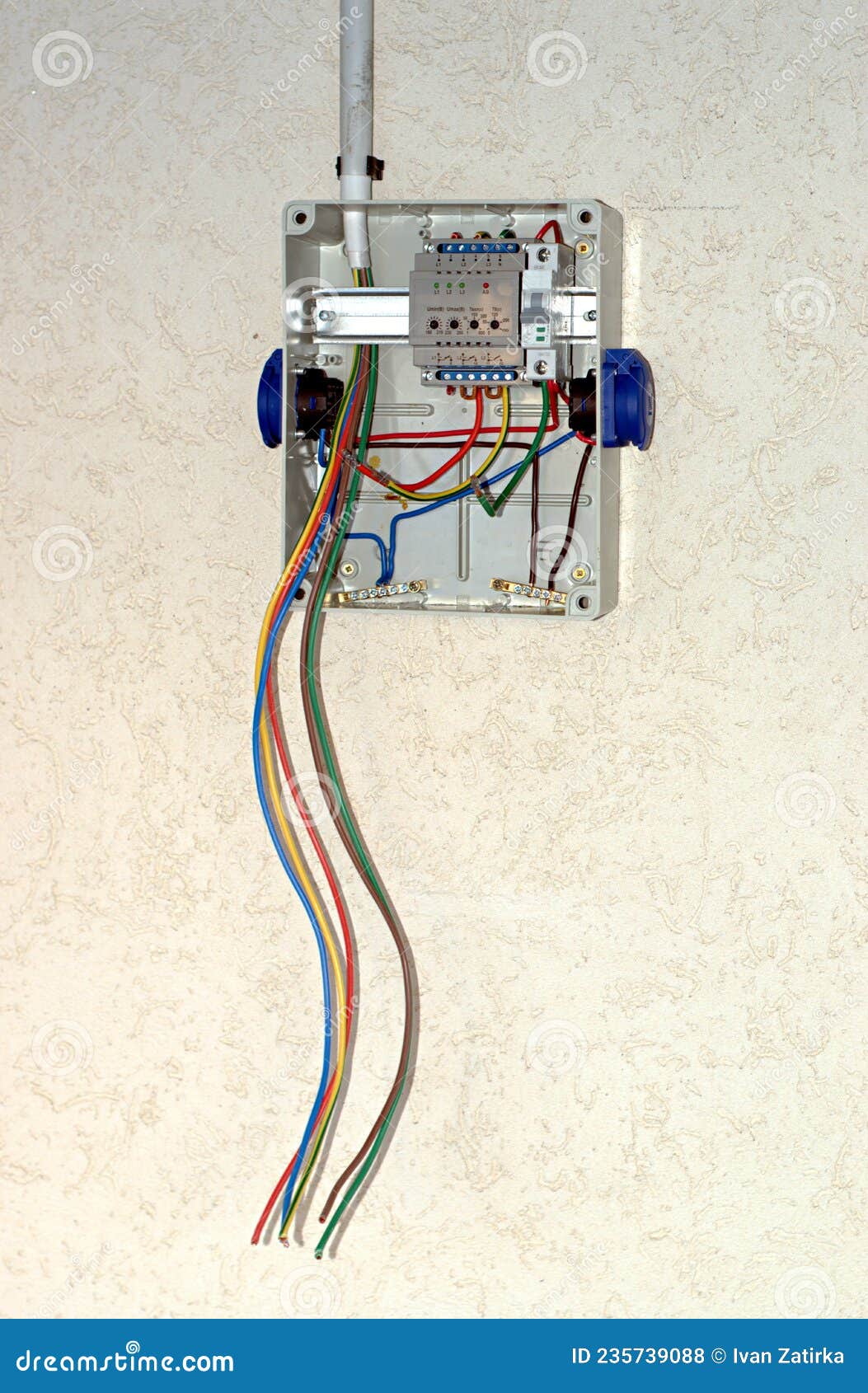 Electric Shield and Copper Cable for Power Connection. Stock Photo ...