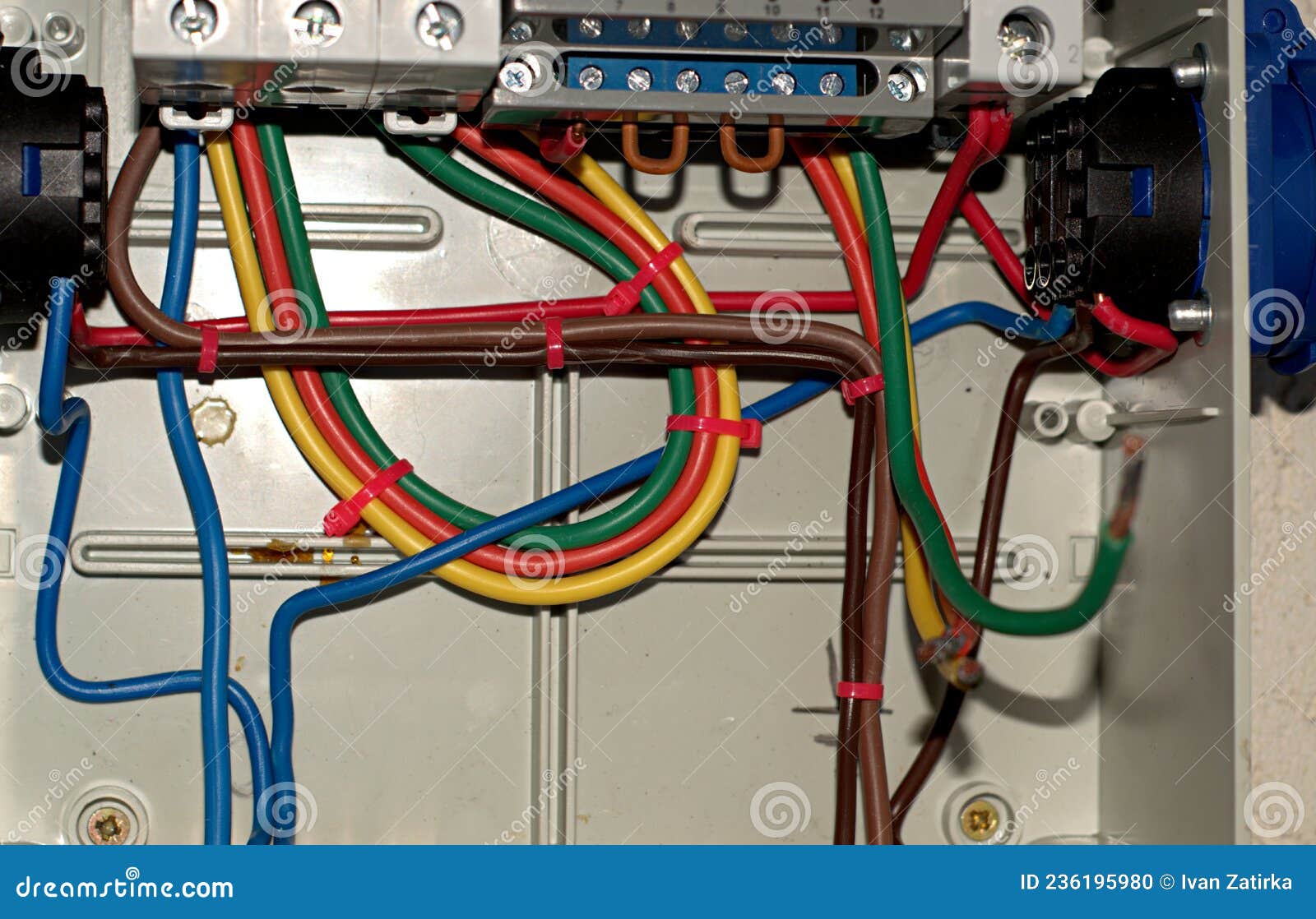 Electric Shield and Copper Cable for Power Connection. Stock Photo ...