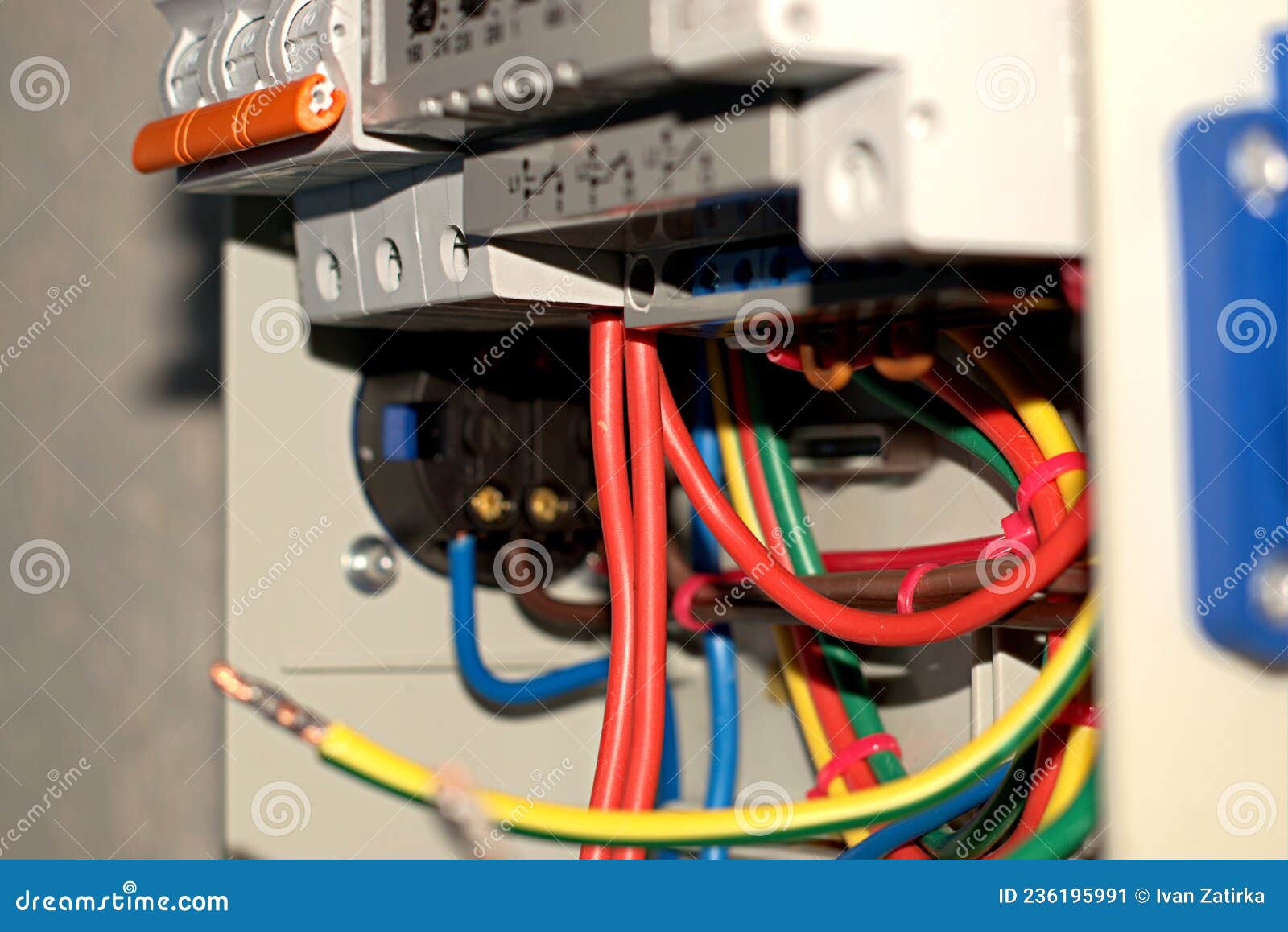 Electric Shield and Copper Cable for Power Connection. Stock Image ...