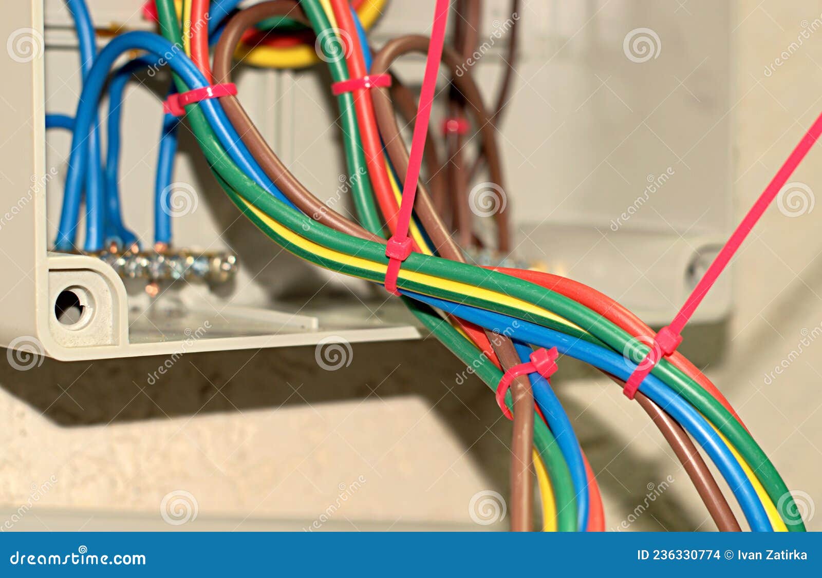 Electric Shield and Copper Cable for Power Connection. Stock Photo ...