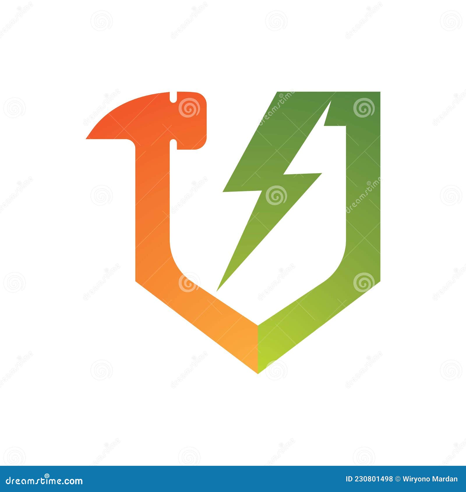 Electric Shield with Hammer Logo Stock Vector - Illustration of power ...