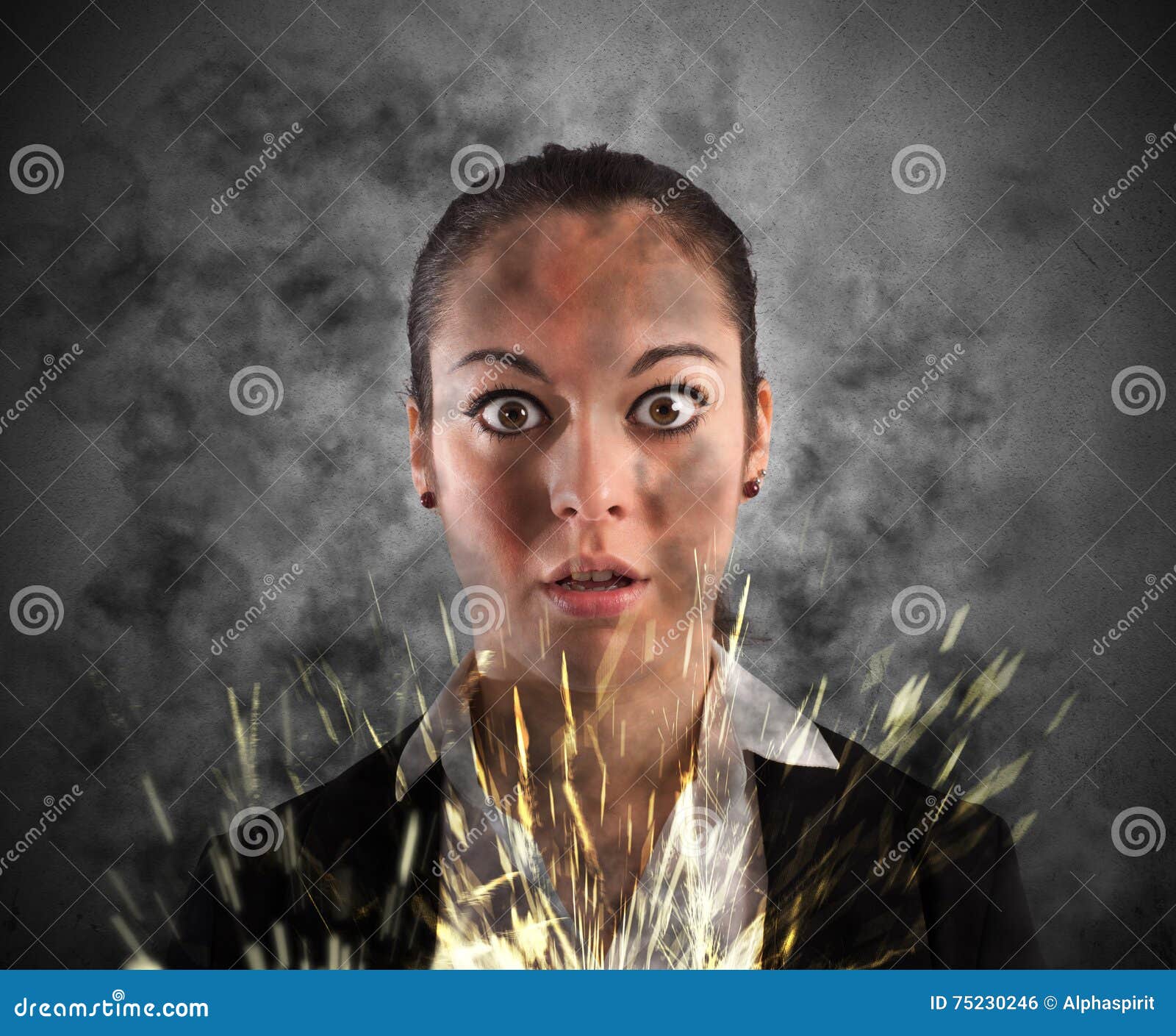 Electric shock stock photo. Image of fear, businesswoman - 75230246