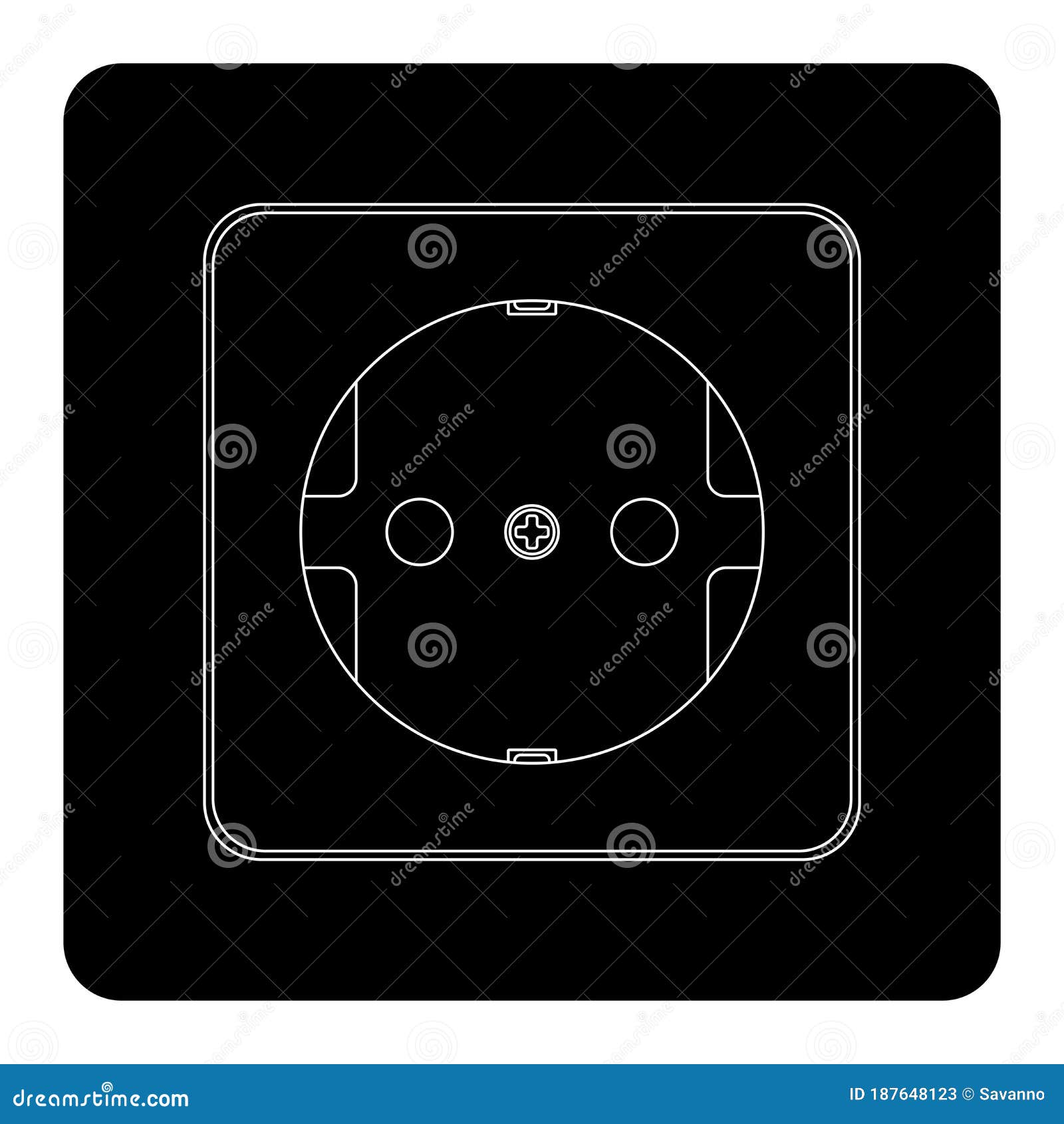 Electric Socket. Black Outline Drawing Stock Vector - Illustration of ...
