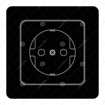 Electric Socket. Black Outline Drawing Stock Vector - Illustration of ...