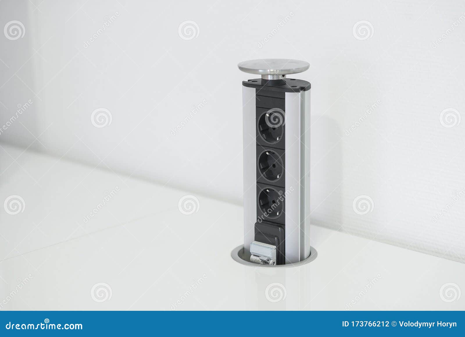 The Electric Socket is Built in the Kitchen Countertop. Stock Photo ...