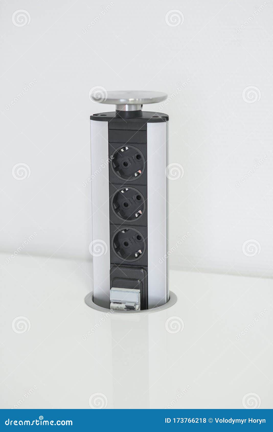 The Electric Socket is Built in the Kitchen Countertop. Stock Photo ...