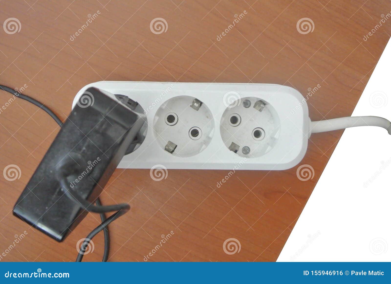 Electric Socket Cable on a Wooden Table Stock Photo - Image of white ...