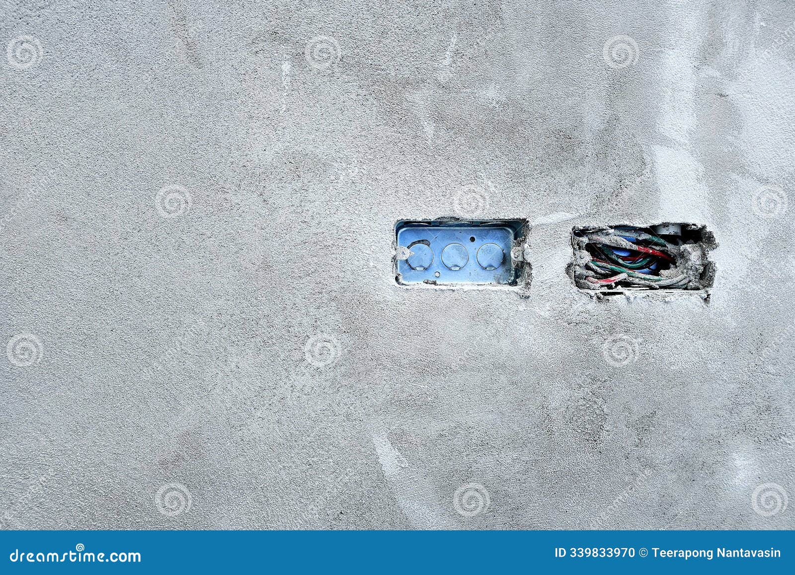 Electric Socket Hole on Lightweight Concrete Wall. Stock Photo - Image ...