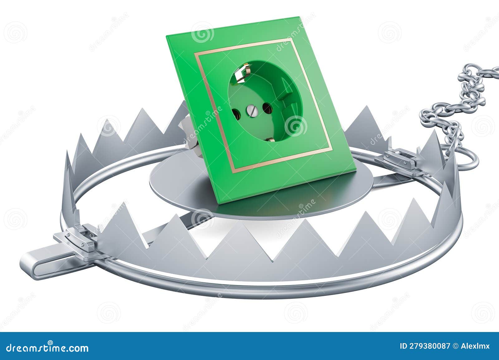 Electric Socket Inside Bear Trap, 3D Rendering Stock Illustration ...