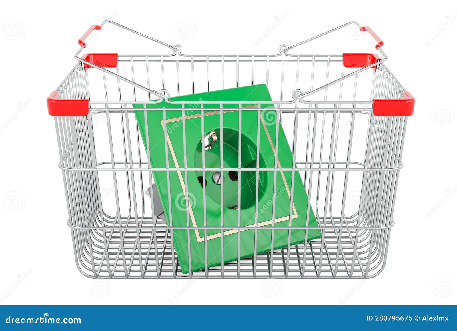 Electric Socket Inside Shopping Basket, 3D Rendering Stock Illustration ...